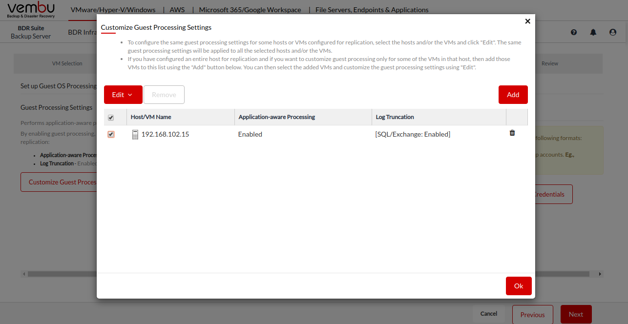 Customizing Guest Processing Settings Customizing Guest Processing Settings